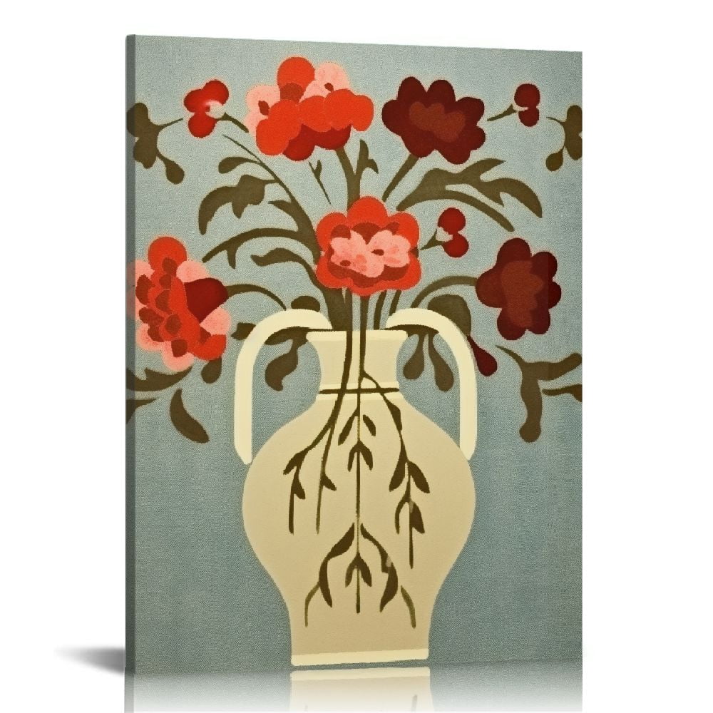 Nawypu Framed Canvas Print Wall Art Set Multicolor Pattern Flower Vase ...