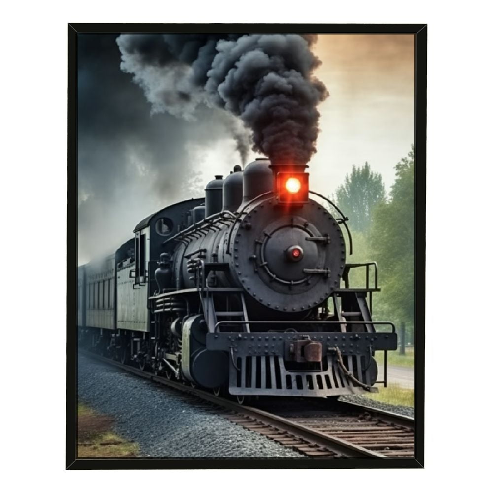 Nawypu Framed Canvas Print Wall Art Set Vintage Retro Steam Engine ...