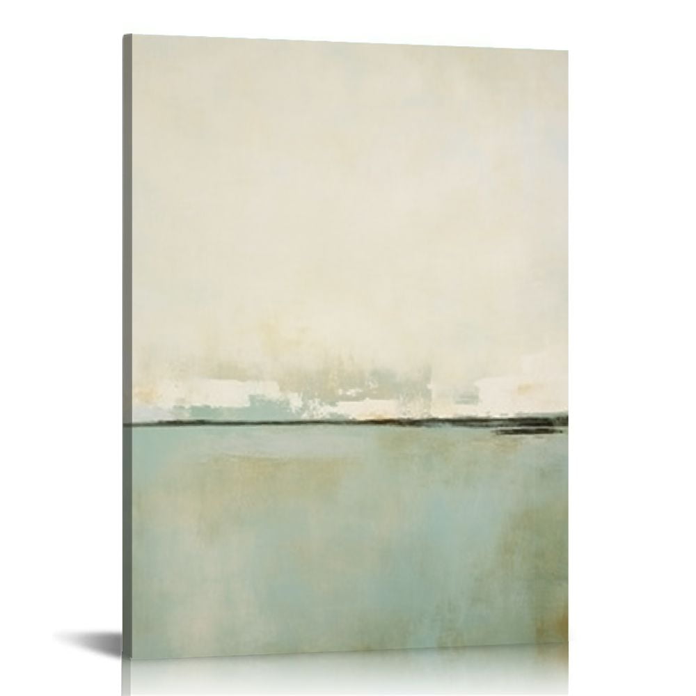 Nawypu Framed Canvas Print Wall Art Set Watercolor Pastel Green Tan ...