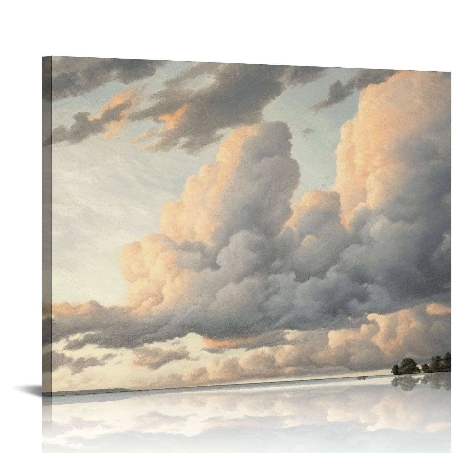 Nawypu Framed Canvas Wall Art, Clouds with a Sunset Classical Paintings ...