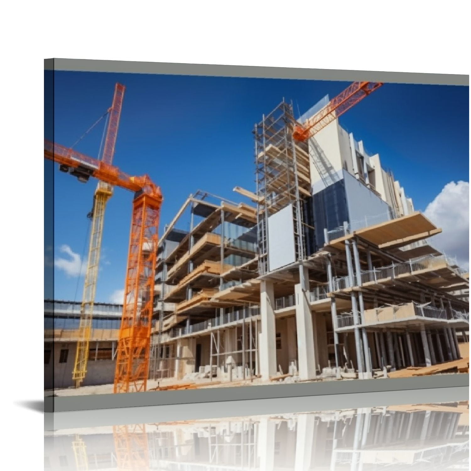 Nawypu Framed Canvas Wall Art Construction Crane at an Office Building ...