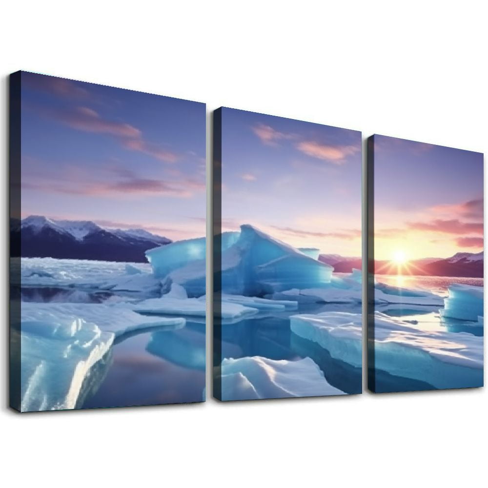 Nawypu Framed Canvas Wall Art Dawn Breaks Ice Breaks Abraham Lake ...