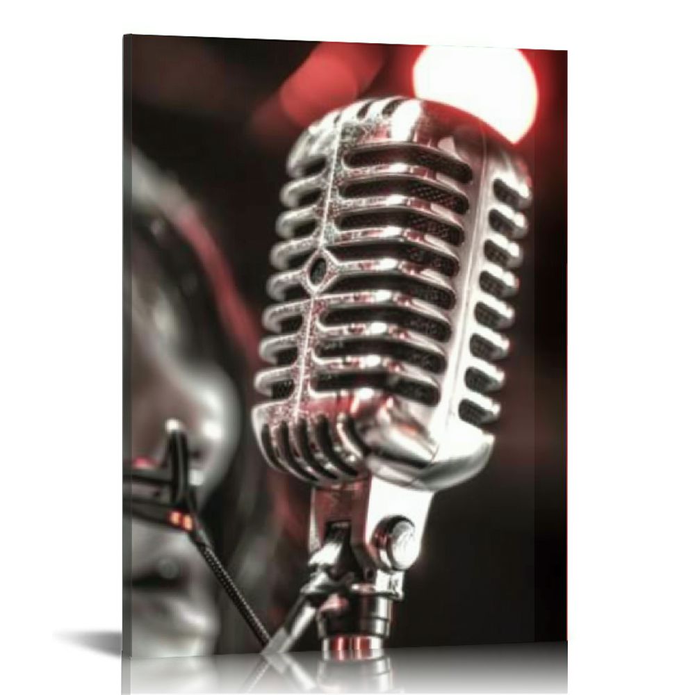 Nawypu Framed Canvas Wall Art For Living Room, Bedroom Microphone ...