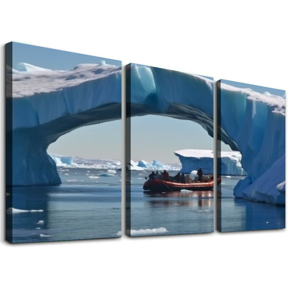 Nawypu Framed Canvas Wall Art Large ice Arch in Iceberg in Antarctica ...