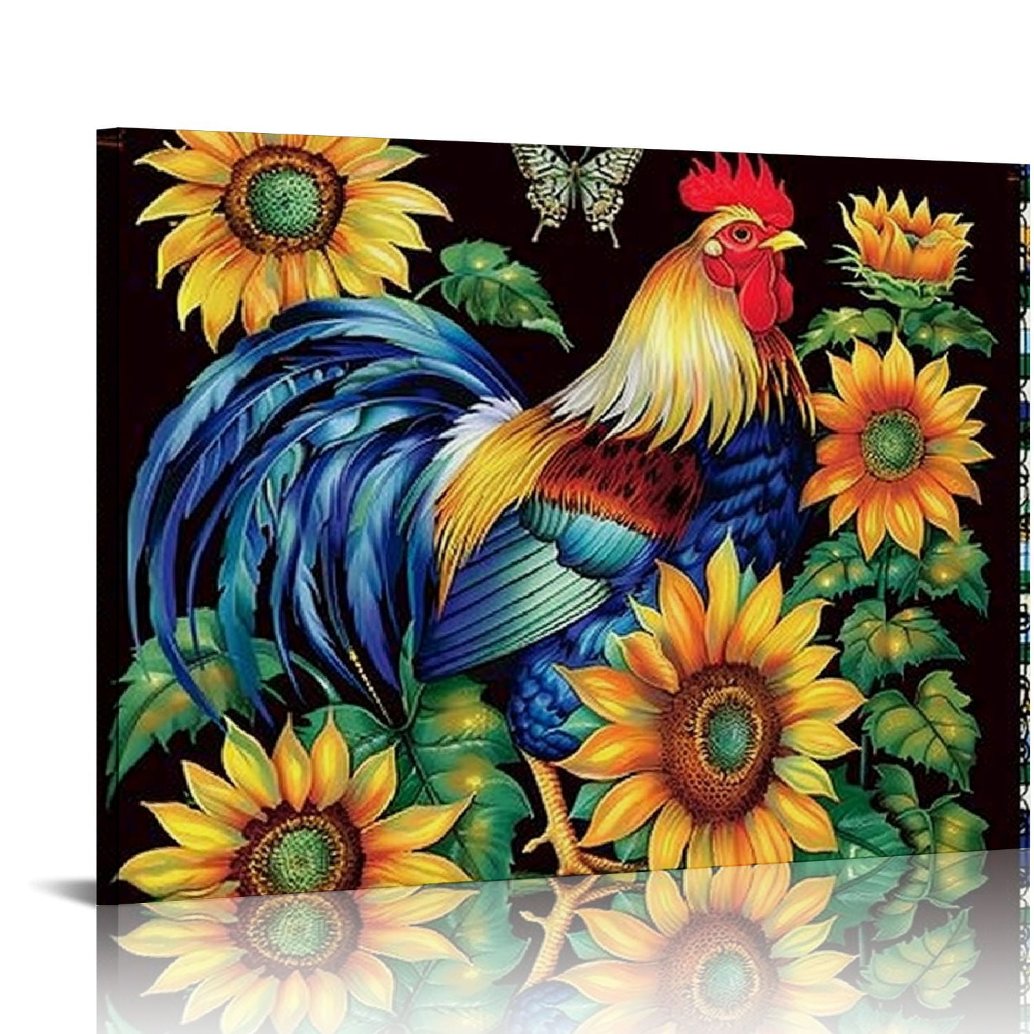 Nawypu Framed Canvas Wall Art for Living Room Rooster Buffalo Check ...