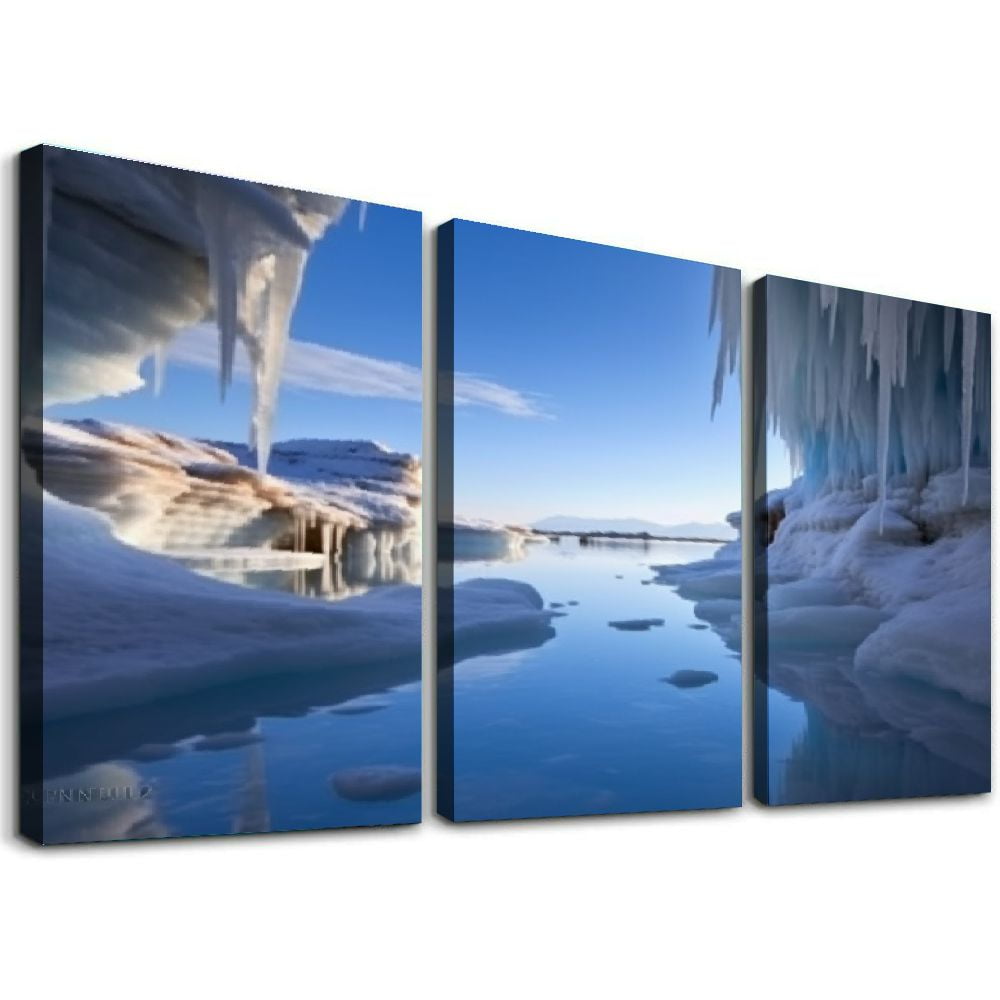 Nawypu Framed Canvas Wall Art Print On Canvas Ice Columns Pictures ...