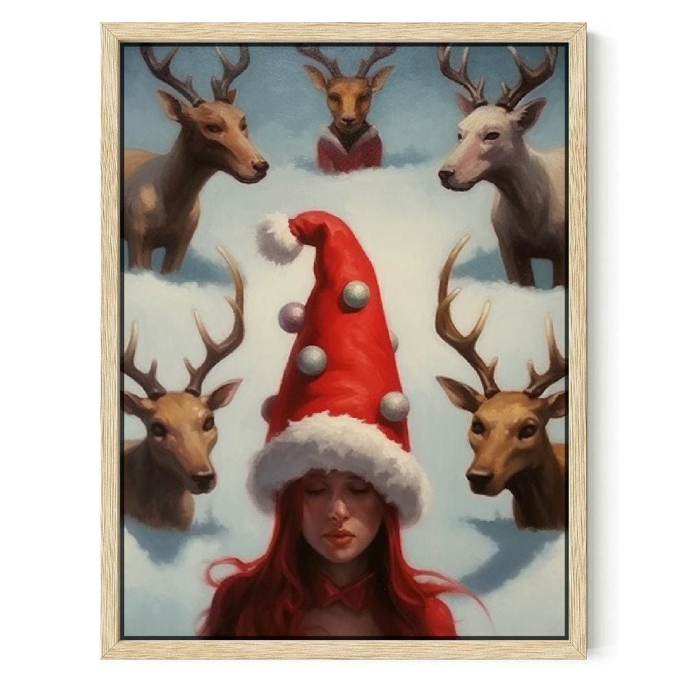 Nawypu Framed Canvas Wall Art Print Whack-An-Elf Reindeer Games by ...