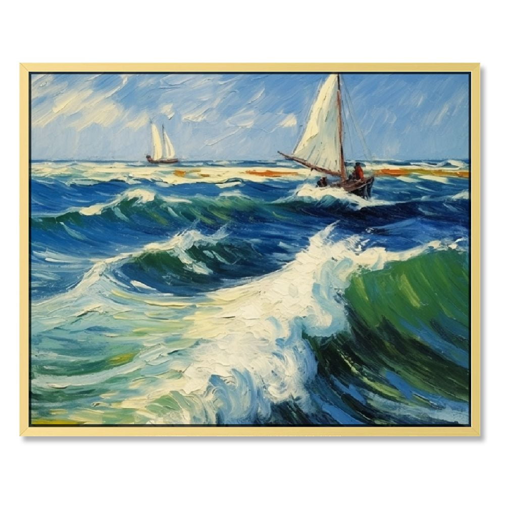 Nawypu Framed Canvas Wall Art Seascape at Saintes Maries by Vincent Van ...