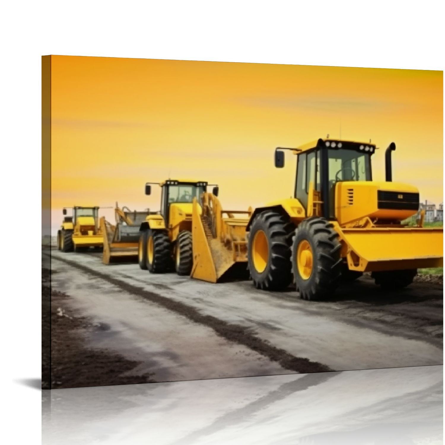 Nawypu Framed Canvas Wall Art Two heavy wheeled tractor one excavator ...