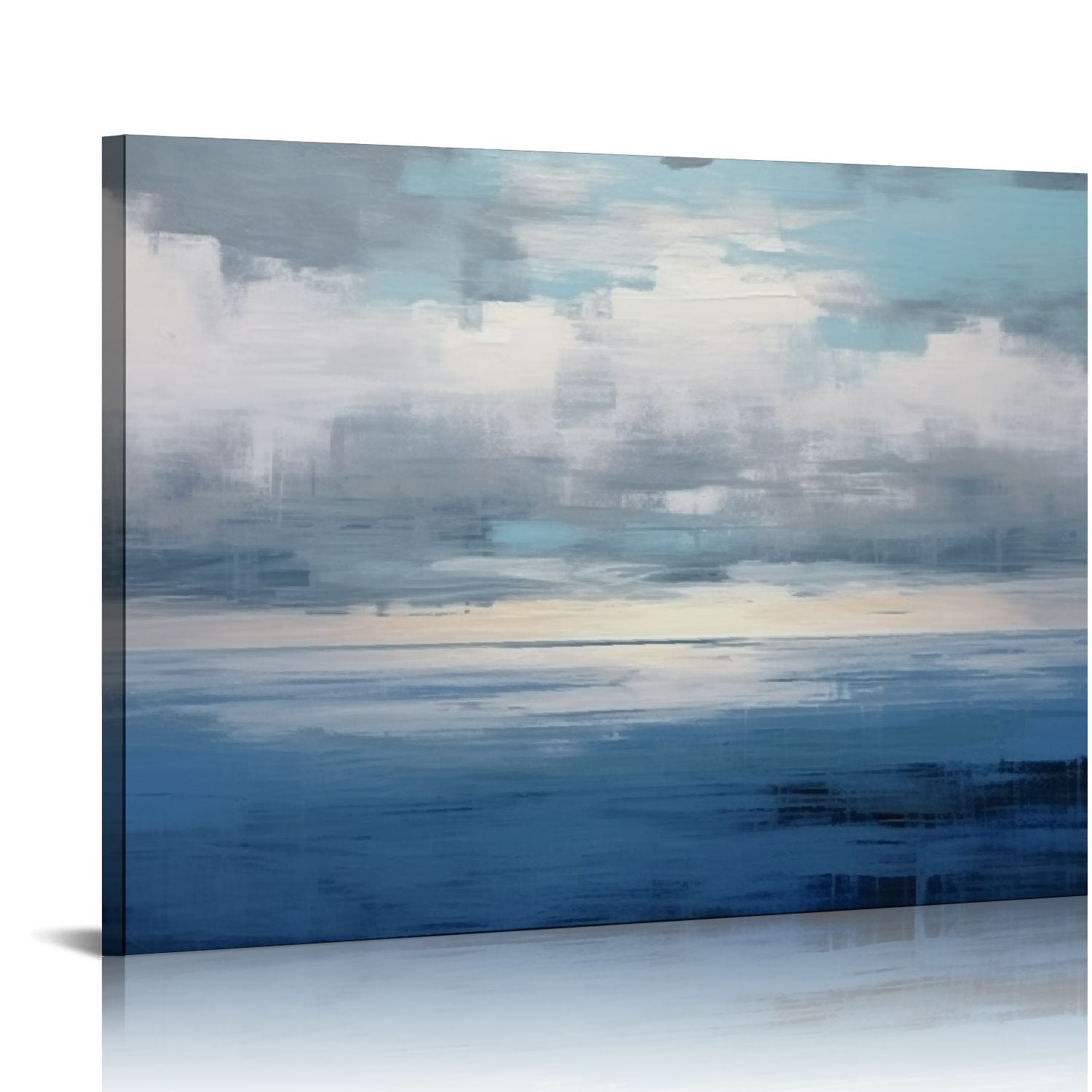 Nawypu Framed Canvas Wall Art White Clouds Over The Navy Blue Sea ...