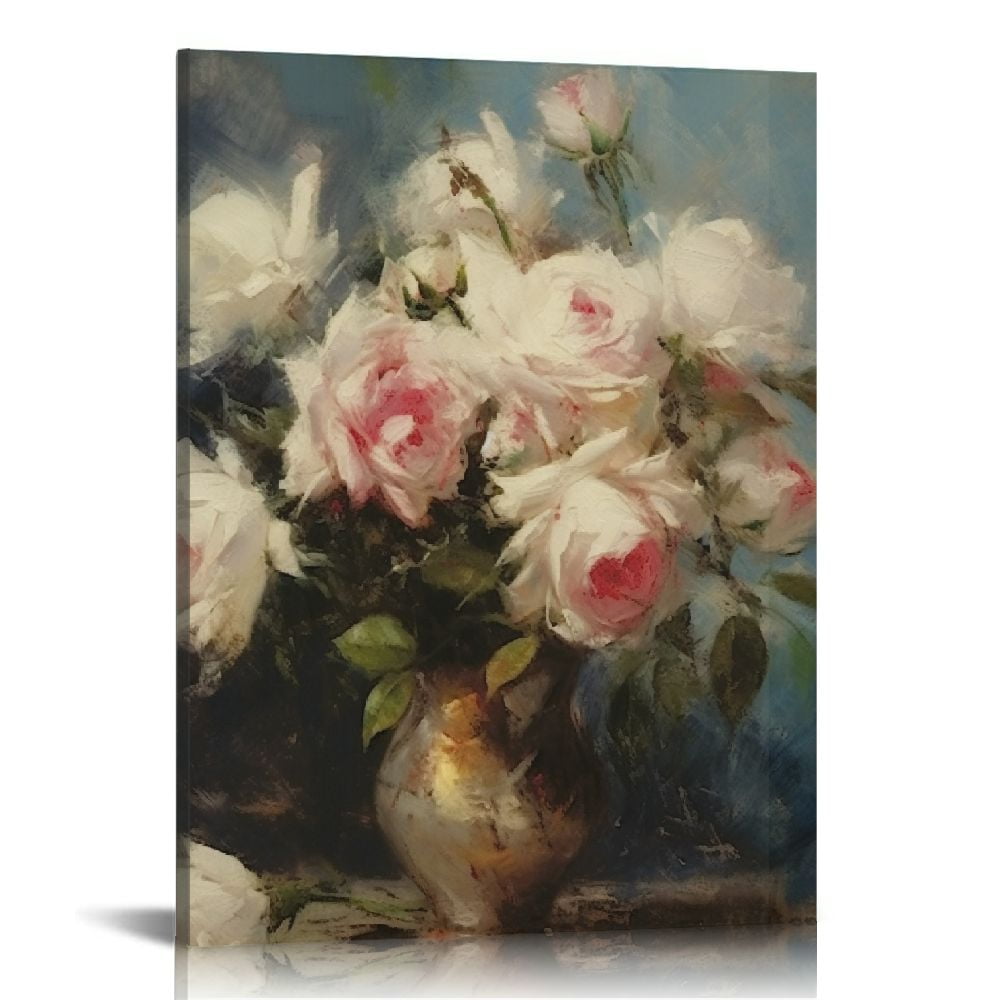 Nawypu Framed Flower Wall Art Home Decor, Roses Vintage Botanical ...