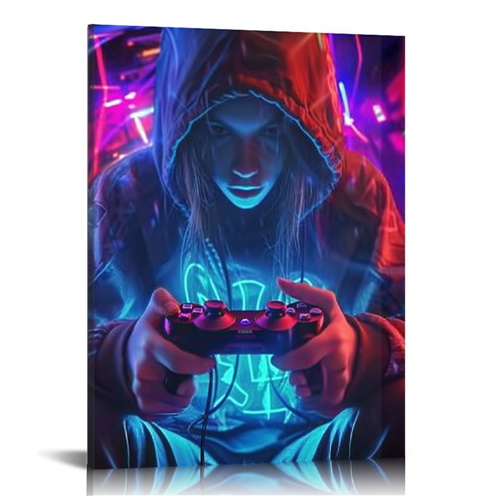 Nawypu Framed Game Room Decorative Wall Art Video Game Theme Canvas ...