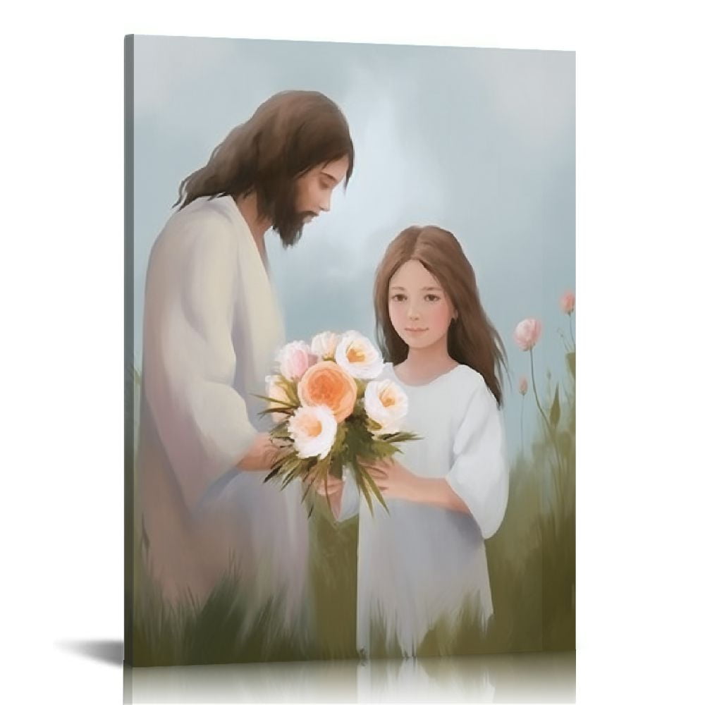 Nawypu Framed Minimalist Jesus Wall Art, Watercolor Boho Christian ...