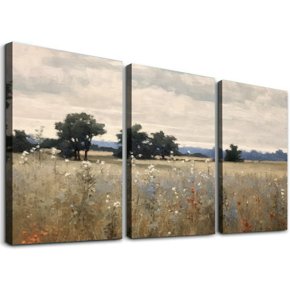 Nawypu Framed Wall Art Decorations Classical Canvas Prints Champ fleuri ...