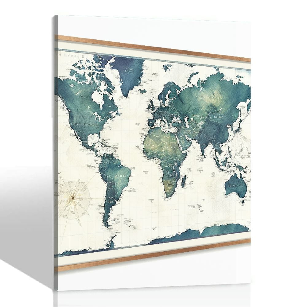 Nawypu Framed Wall Art Large World Map Canvas Prints Wall Art for ...
