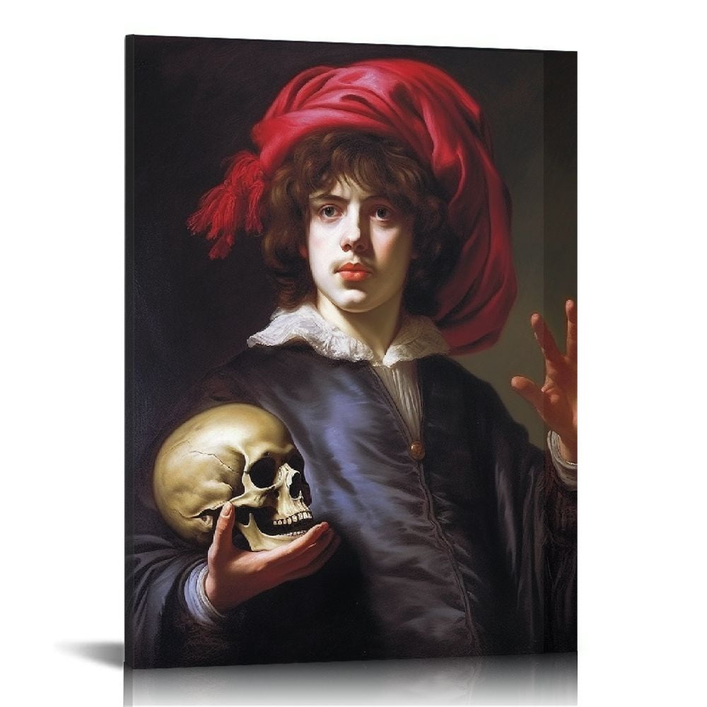 TIAOTIAOHOU Canvas Prints - Little Boy With A Skull Poster - Surrealism ...