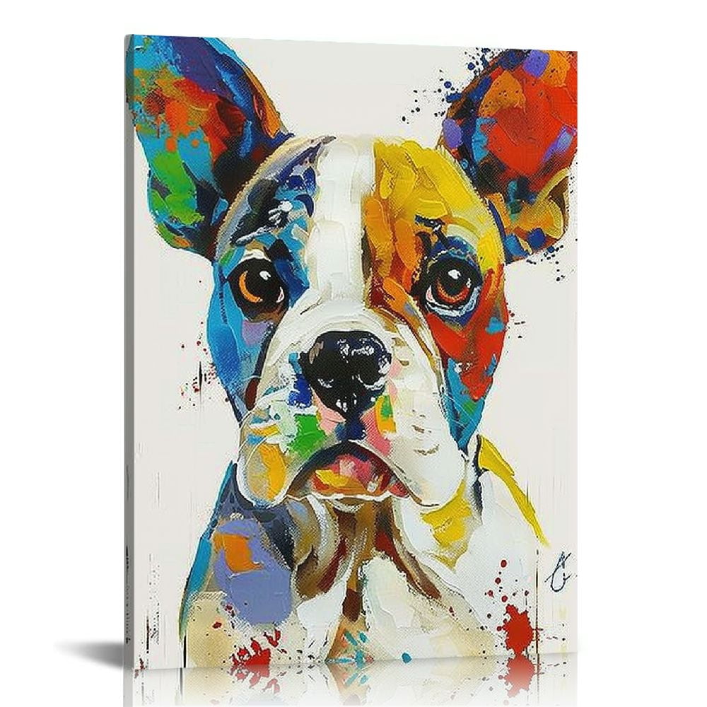 Nawypu French Bulldog Canvas Wall Art, Modern Cute Colorful Puppy ...