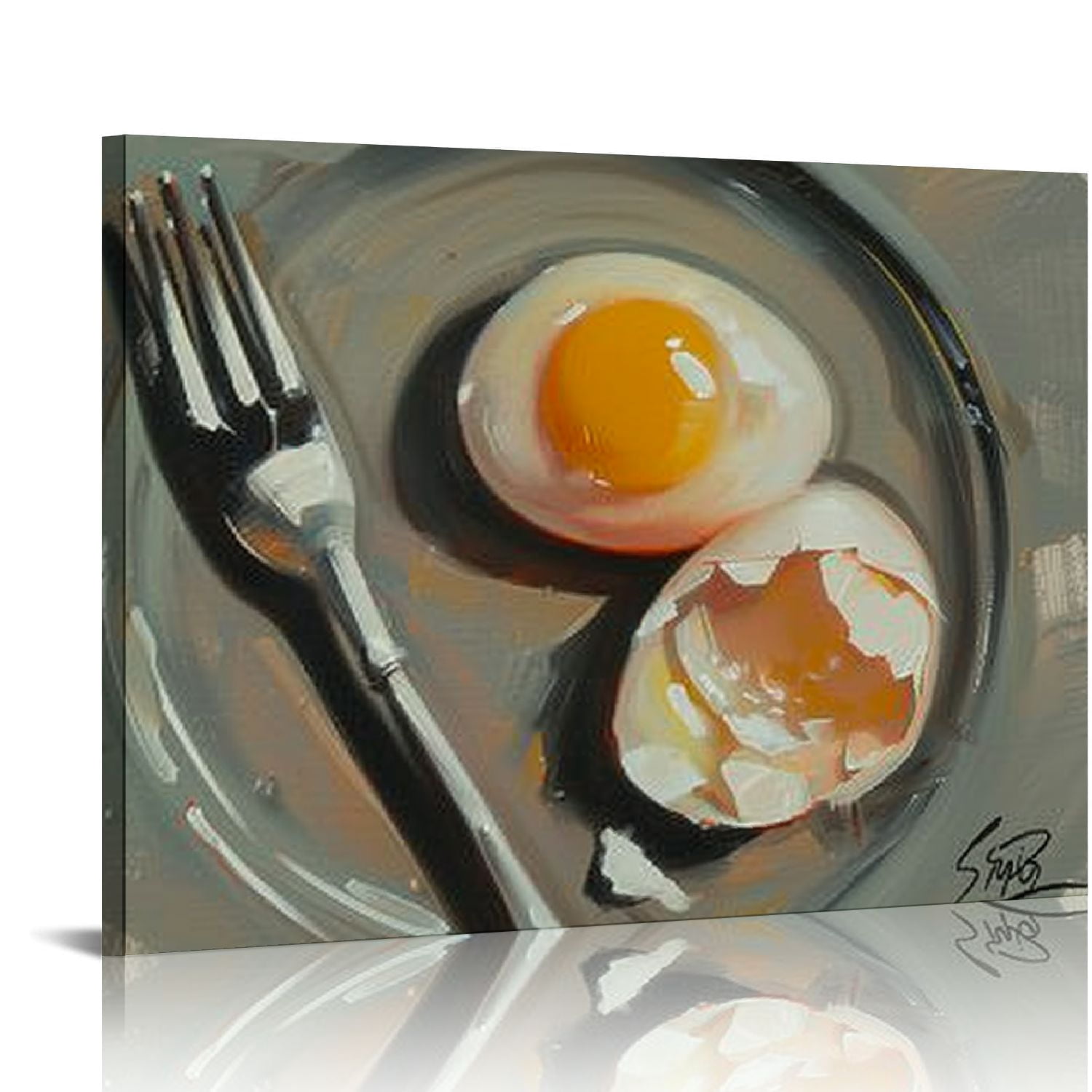 Nawypu Fried Eggs Canvas Wall Art Painting Prints Breakfast Food ...