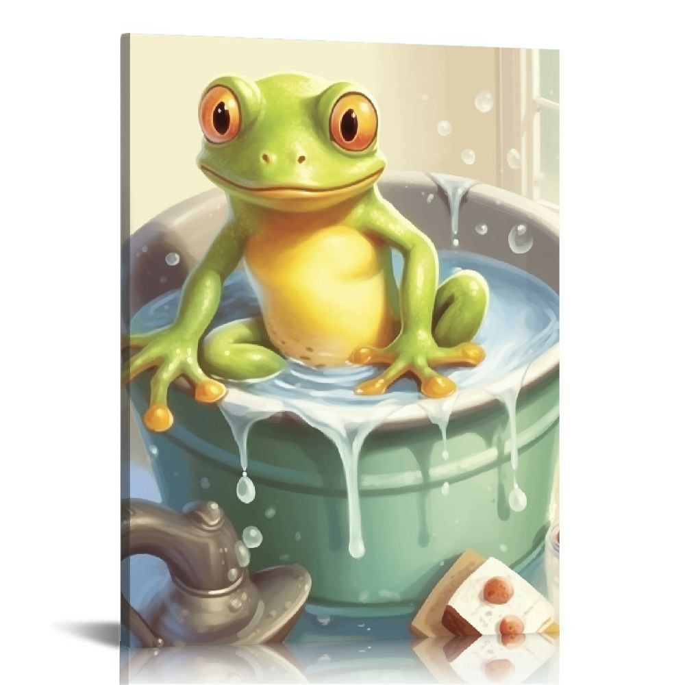 Nawypu Frog Bathroom Decor Wall Art Frog Poster Funny Frog Pictures for ...