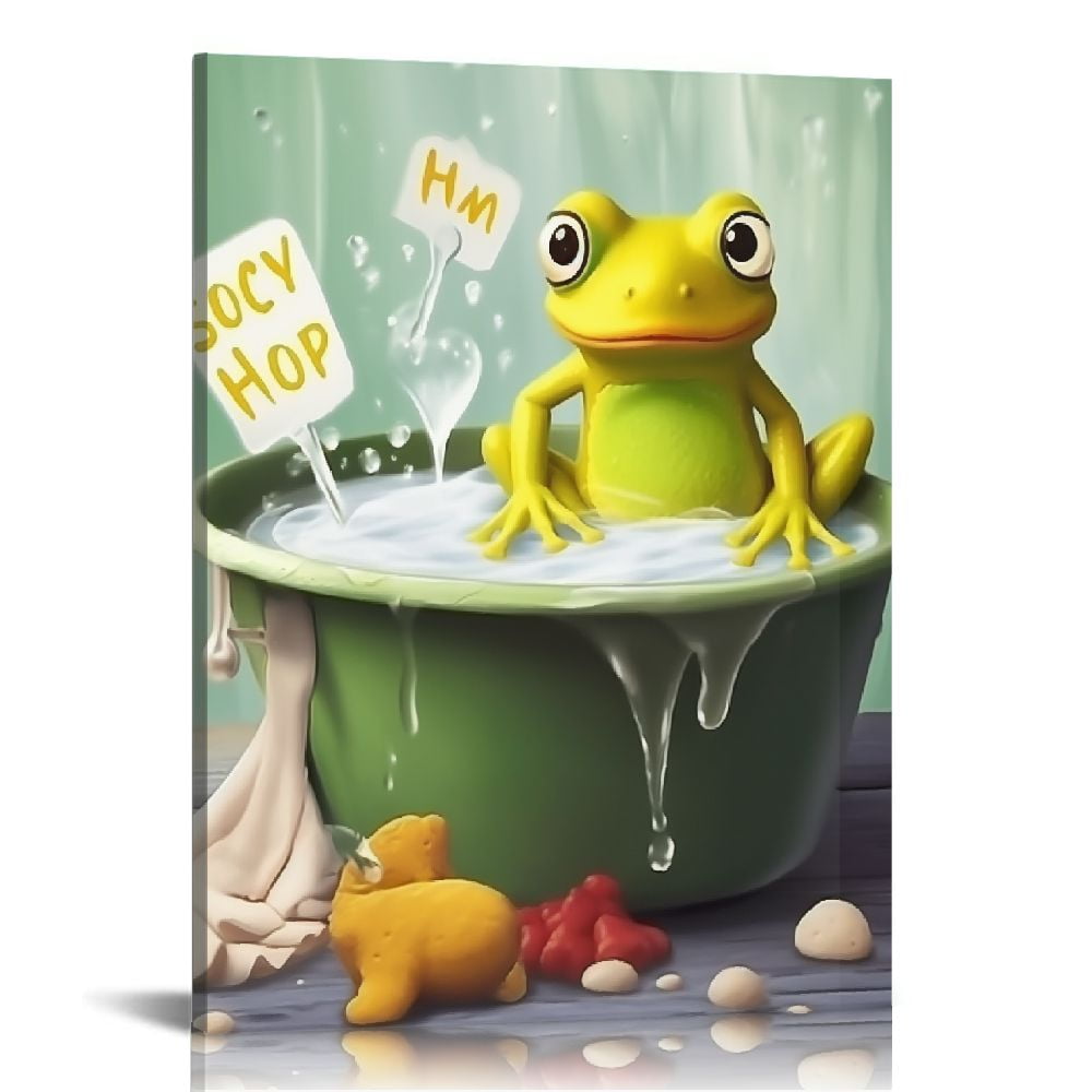 Nawypu Frog Bathroom Decor Wall Art Frog Poster Funny Frog Pictures for ...