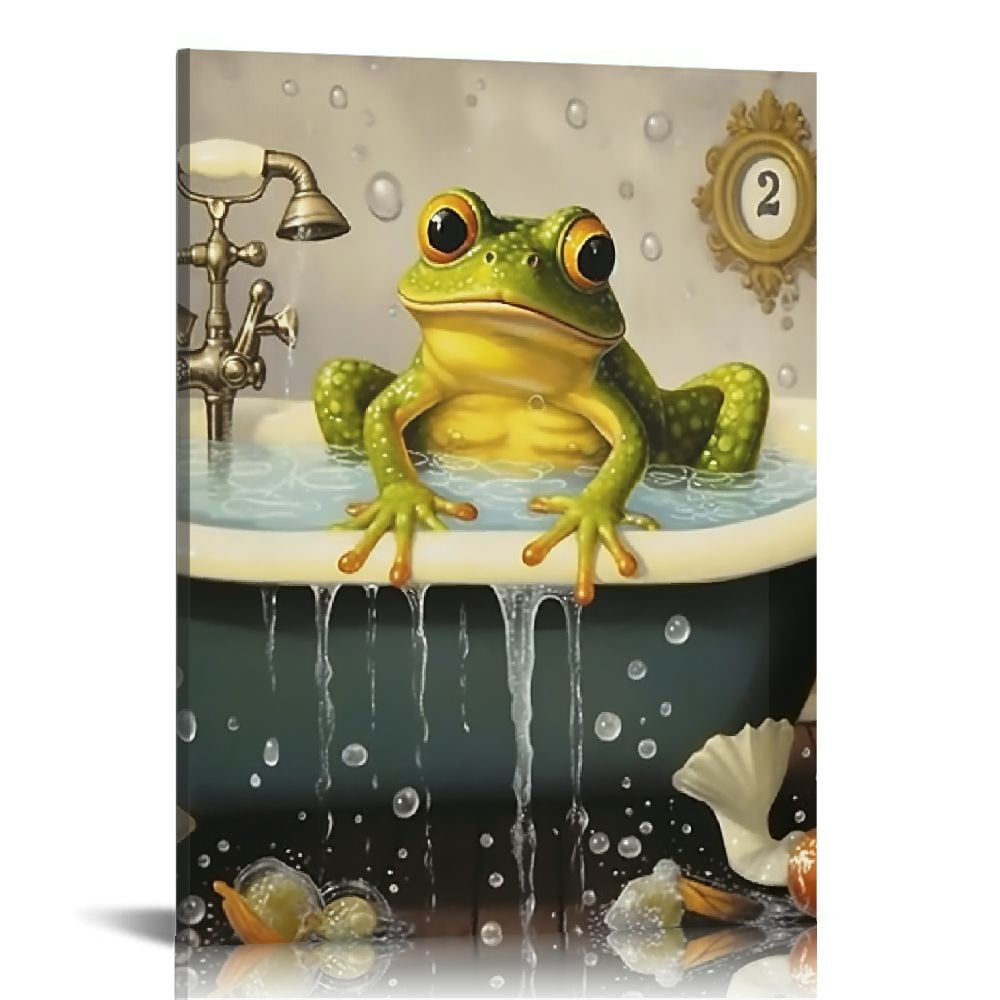Nawypu Frog Bathroom Painting Canvas Wall Art Living Room Posters Frog ...