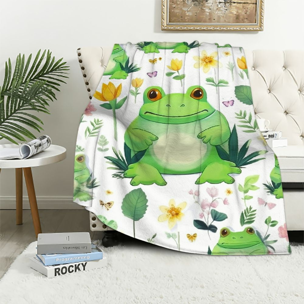Nawypu Frog Blanket Gifts for Frog Lover for Kid,Frog Green Fannel ...