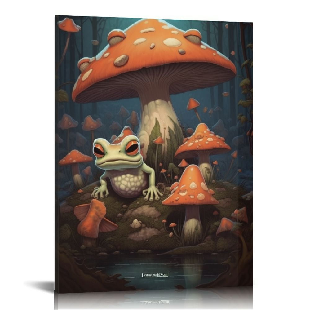 Nawypu Frog Mushroom Poster Cute Wall Decor Mushroom Frog Wall Art Kids ...