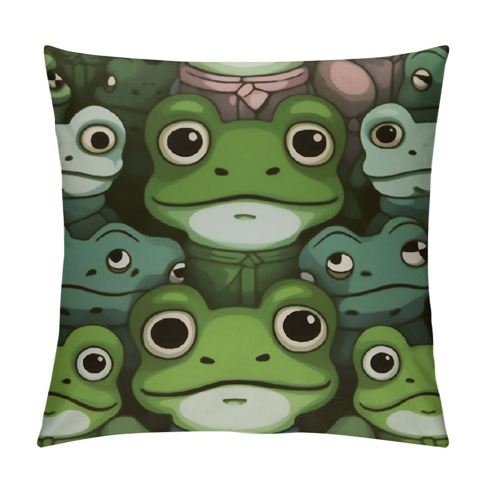 Nawypu Frog Pillow Cover, Soft Solid Decorative Square Throw Pillow ...