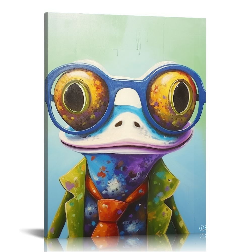 Nawypu Frog Wall Art Colorful Animal Canvas Pictures Happy Frog with ...