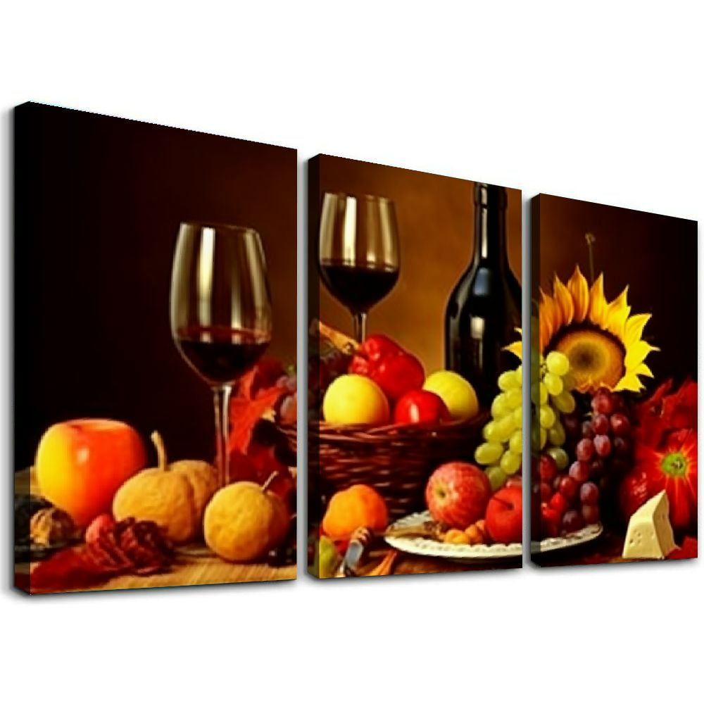 Nawypu Fruit and Food Wine Wall Art Good Decor for Kitchen The Painting ...