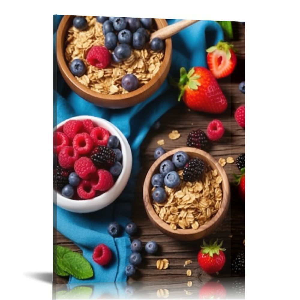 Nawypu Fruit Pictures Kitchen Wall Decor Fresh Strawberry Blueberry on ...