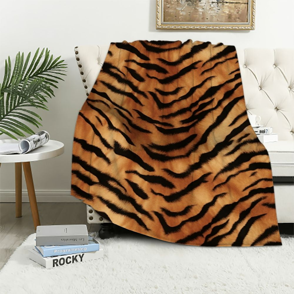 Nawypu Funny Animal Skin Pattern Throw Blanket Tiger Print Plush ...
