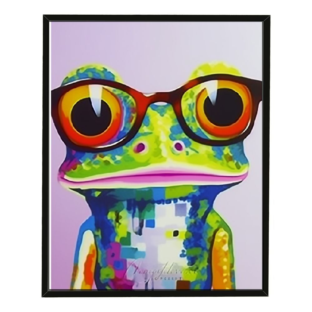 Nawypu Funny Animal Wall Art Colorful Frog with Guitar Picture Framed ...