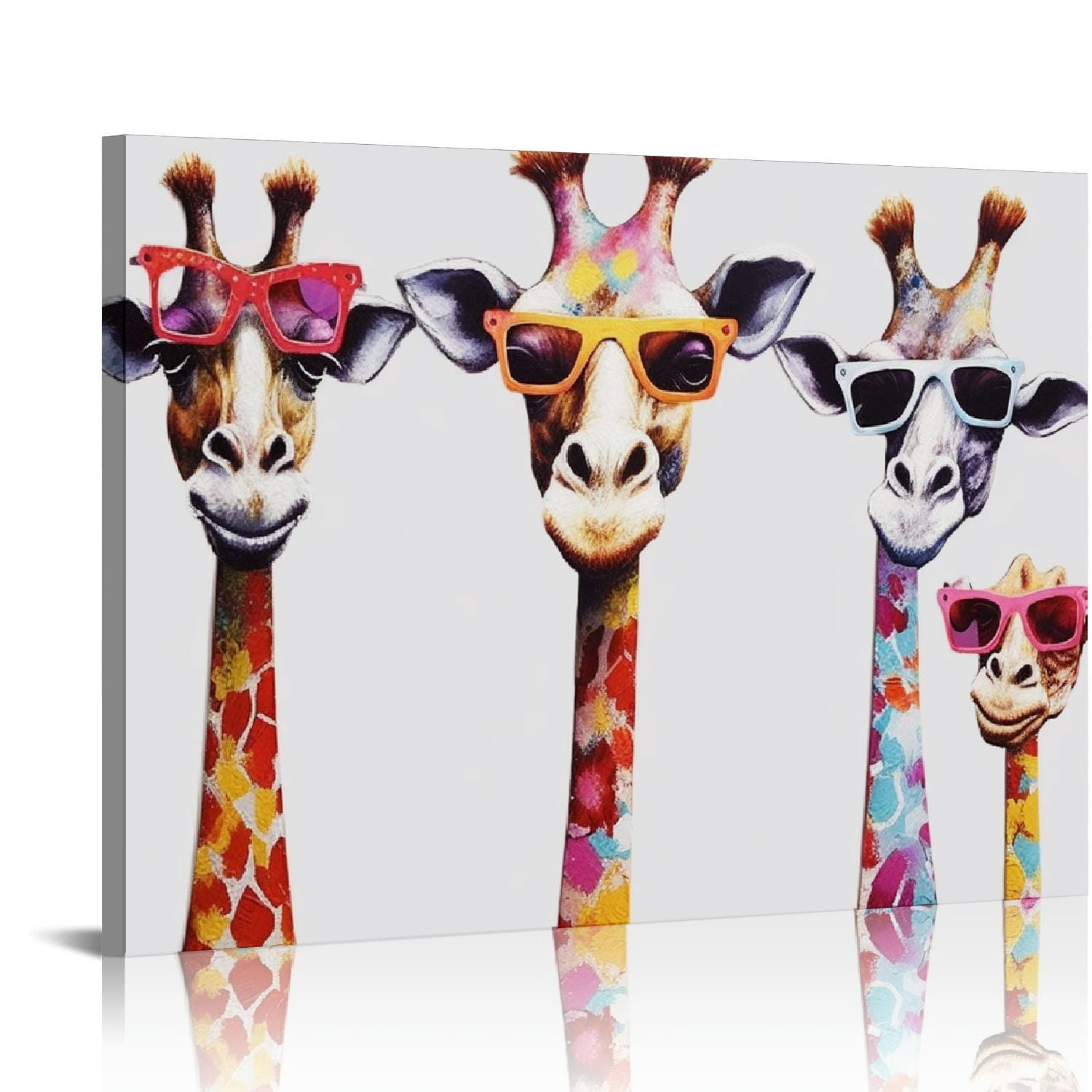 Nawypu Funny Animals Canvas Wall Art Decor Lovely Giraffes Family ...