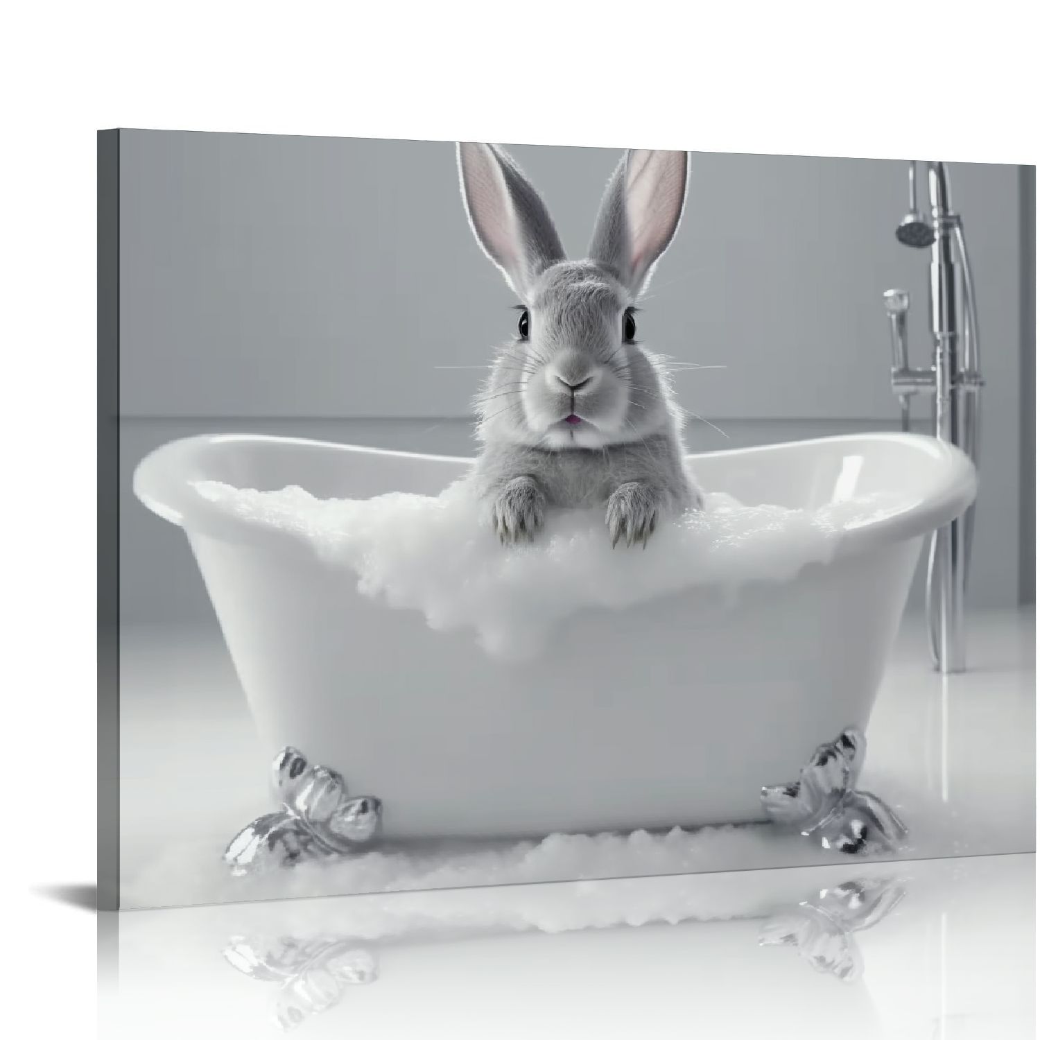 Awypu Funny Bathroom Rabbit Wall Art Bunny In Bathtub Bathroom Pictures ...