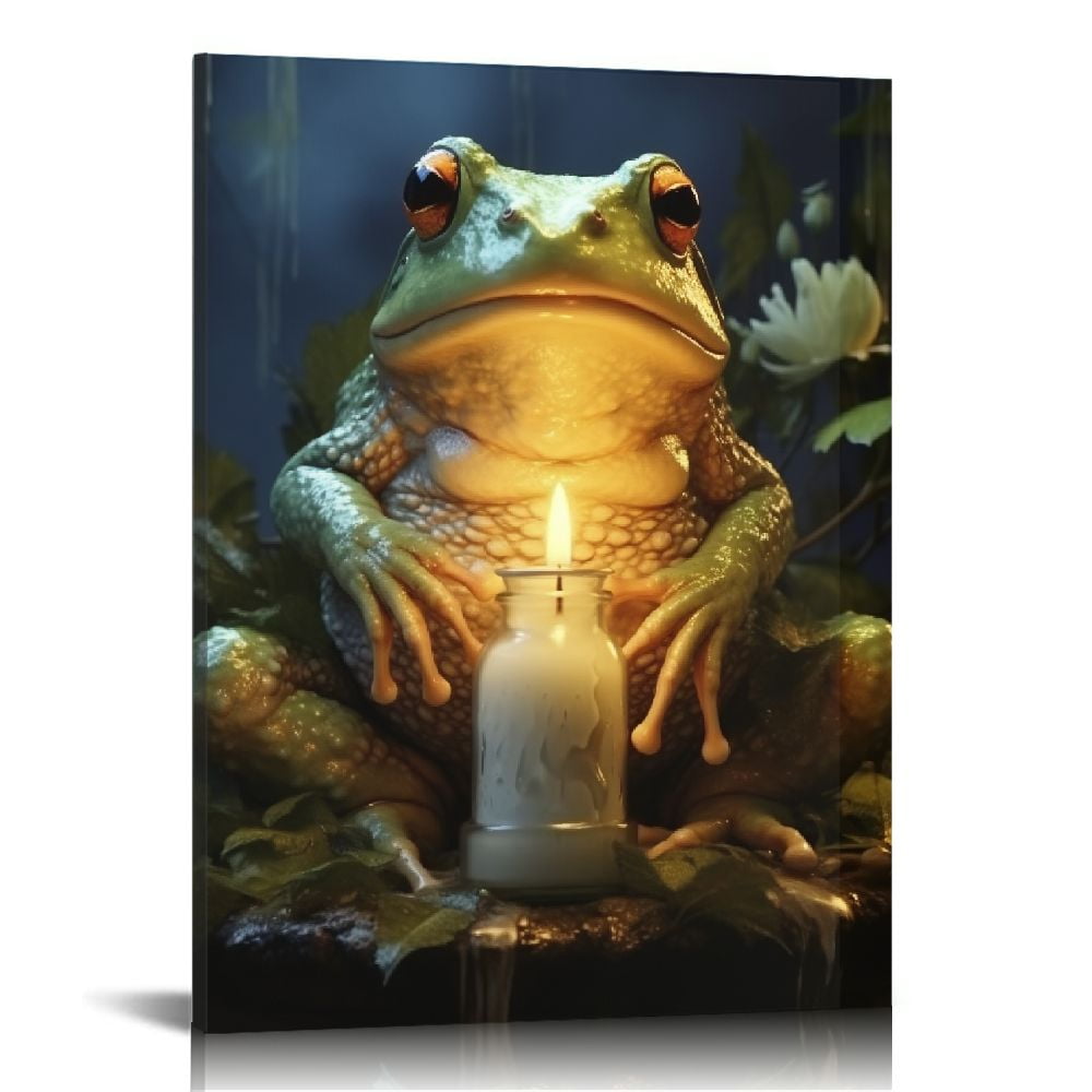 Nawypu Funny Bathroom Wall Art Banjo Frog Poster Canvas Painting ...