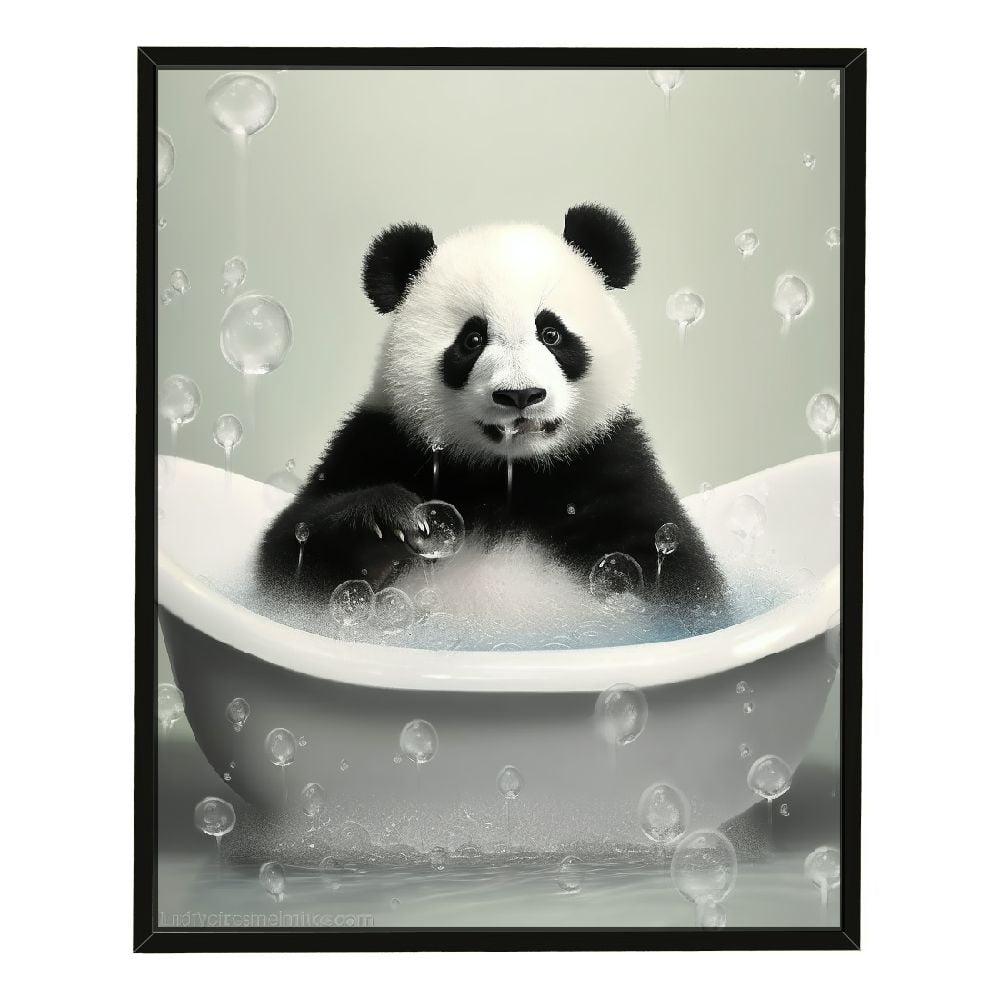 Nawypu Funny Bathroom Wall Art Panda Bathroom Wall Decor Black And ...
