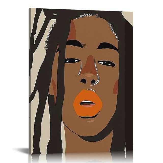 Nawypu Funny Bedroom Decor blue room decor living room decor Girl With Dreadlocks Art Black ...