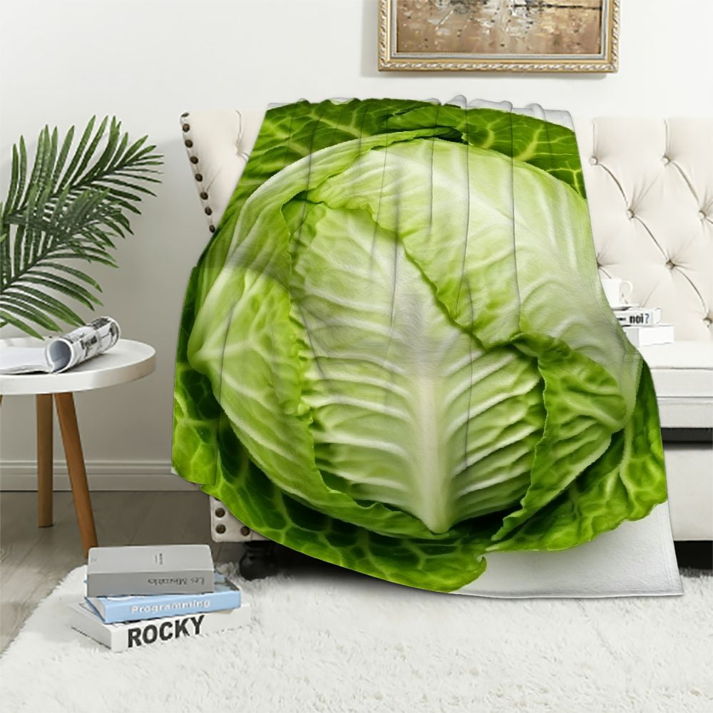 Nawypu Funny Cabbage Blanket Healthy Green Vegetable Leaves Double ...