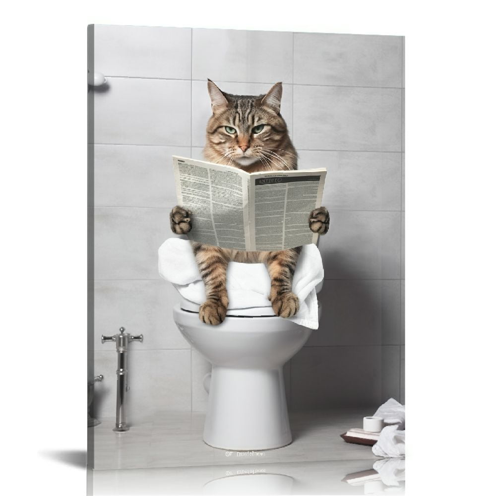 Nawypu Funny Cat Bathroom Decor Wall Art Cute Cat Art Pictures Wall ...