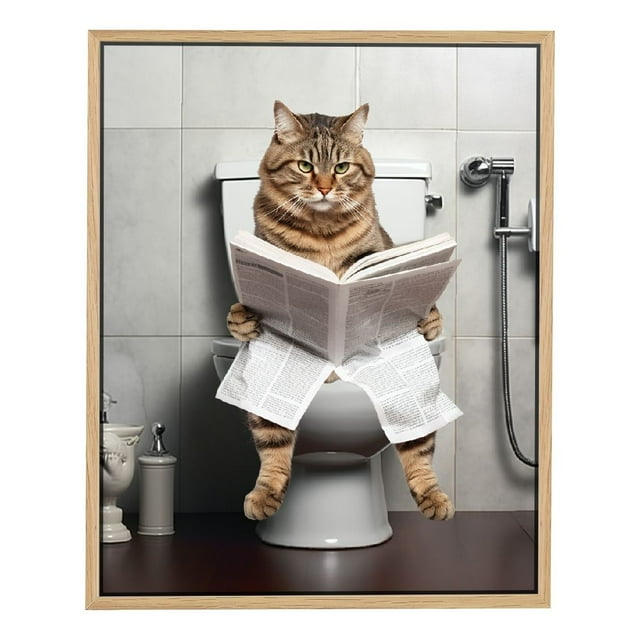 Nawypu Funny Cat Bathroom Decor Wall Art Cute Cat Art Pictures Wall ...