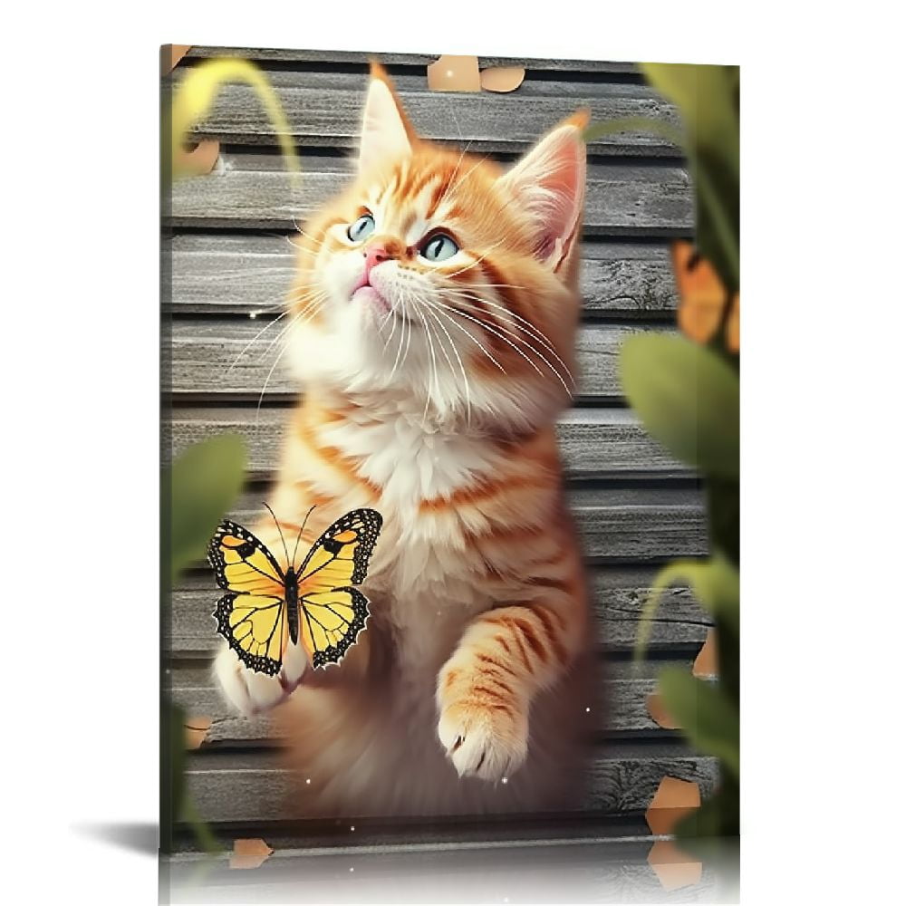 Nawypu Funny Cat Wall Art Cat Pictures Wall Decor Kitty Canvas Print ...