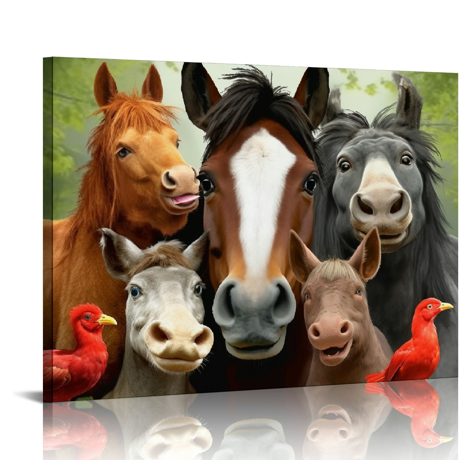 Nawypu Funny Farmhouse Animals Wall Art Cow Pig Donkey Friends Canvas ...