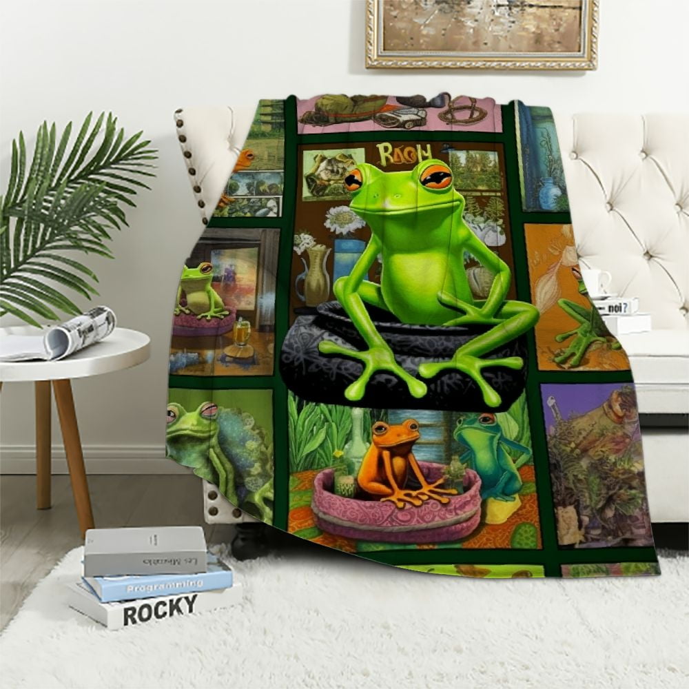 Nawypu Funny Frog Blanket Cozy Throw Blanket for Couch Sofa,Cute ...