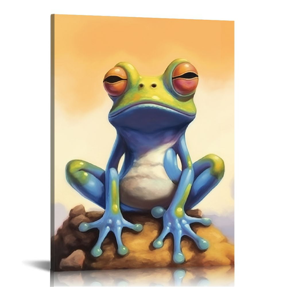 Nawypu Funny Frog Painting Wall Art See Hear Speak No Evil Animal ...