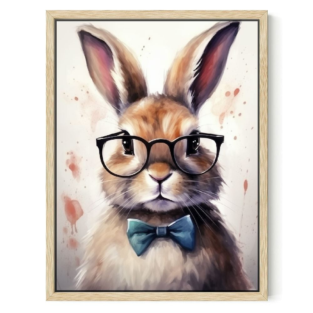 Nawypu Funny Glasses Bunny Canvas Wall Art Modern Colorful Cute Hippie ...