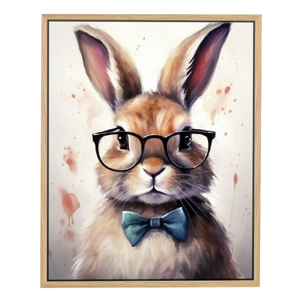 Nawypu Funny Glasses Bunny Canvas Wall Art Modern Colorful Cute Hippie ...