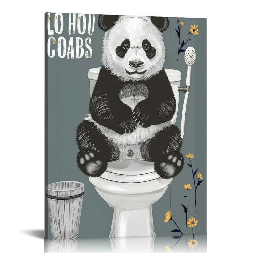 Nawypu Funny Panda Bathroom Wall Art Panda Bathroom Pictures Wall Decor ...