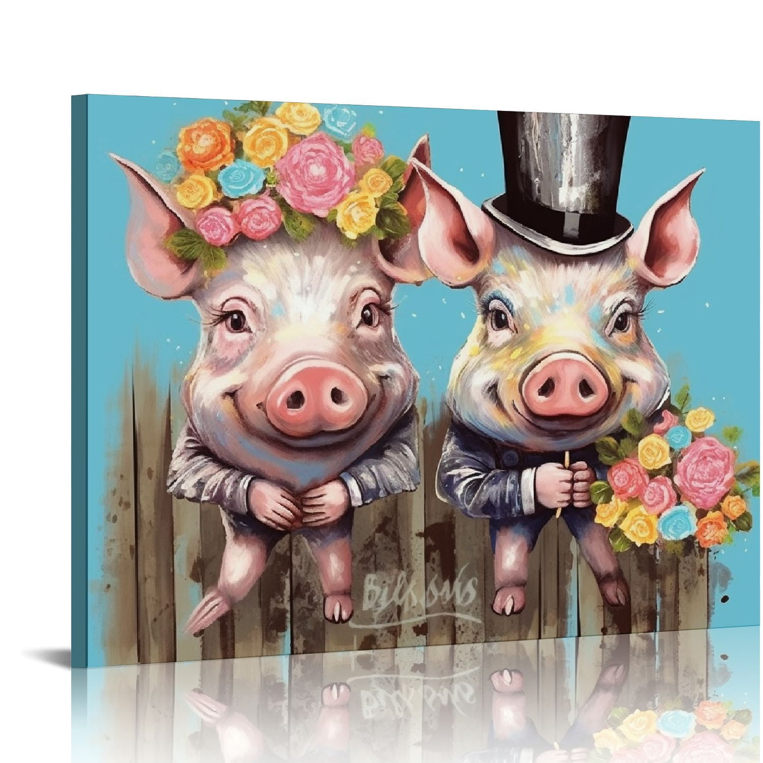 Nawypu Funny Pig Marry Wall Art Bathroom Decor Picture Canvas Posters ...