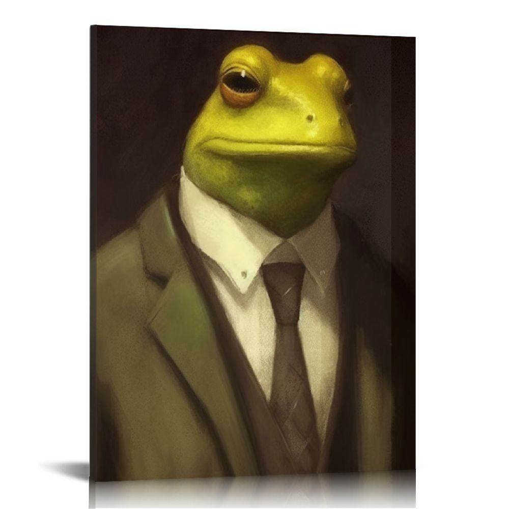 Nawypu Funny Poster Vintage Poster Frog In A Suit Meme Poster Canvas ...